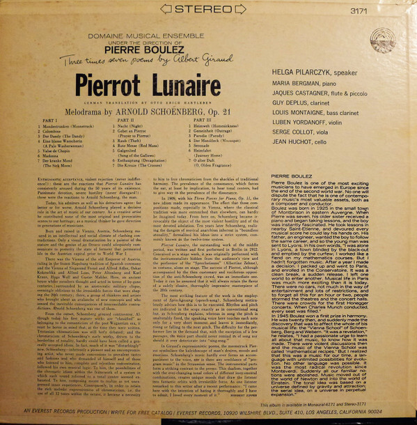 Arnold Schoenberg / Pierre Boulez / Orchestre Du Domaine Musical ...