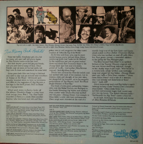 John Nicholas & Friends Too Many Bad Habits Vinyl LP - Discrepancy Records