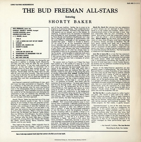 Bud Freeman's All Star Orchestra;Harold Baker - The Bud Freeman All ...