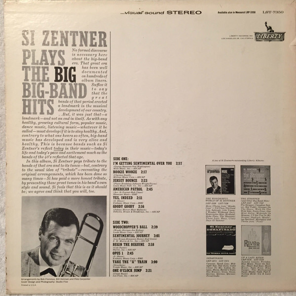 Si Zentner Si Zentner Plays The Big Big Band-Hits Vinyl LP ...