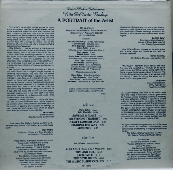 David Baker (3) / Rita DiCarlo-Bishop A Portrait Of The Artist Vinyl LP ...