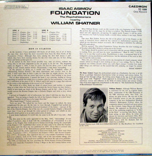 Isaac Asimov;William Shatner - Foundation: The Psychohistorians Vinyl ...