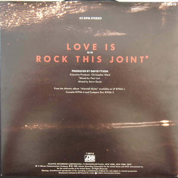 Alannah Myles - Love Is - VINYL buy new and used at Discrepancy Records ...
