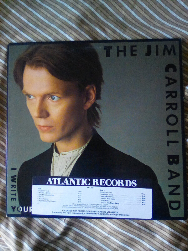 The Jim Carroll Band I Write Your Name Vinyl LP - Discrepancy Records