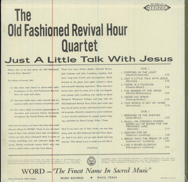 Old Fashioned Revival Hour Quartet - Just A Little Talk With Jesus ...