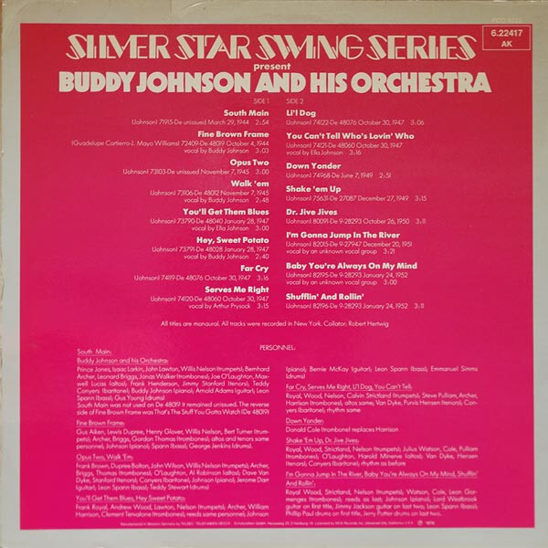 Buddy Johnson And His Orchestra - Big Band Recordings From 1944-1952 ...