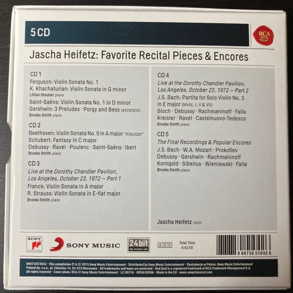 Jascha Heifetz - Favorite Recital Pieces & Encores Box Set buy new ...
