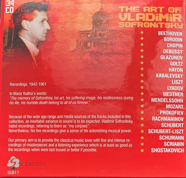 Vladimir Sofronitsky The Art Of Vladimir Sofronitsky CD Box Set ...