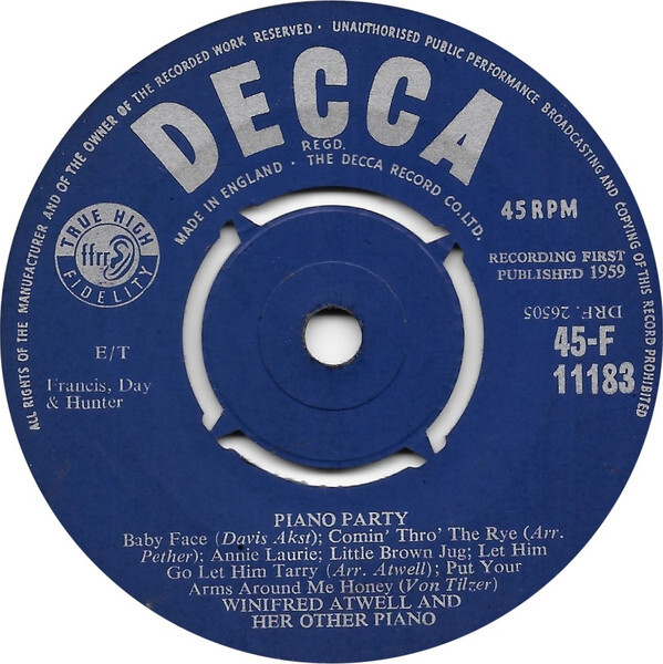 Winifred Atwell Piano Party Vinyl - Discrepancy Records