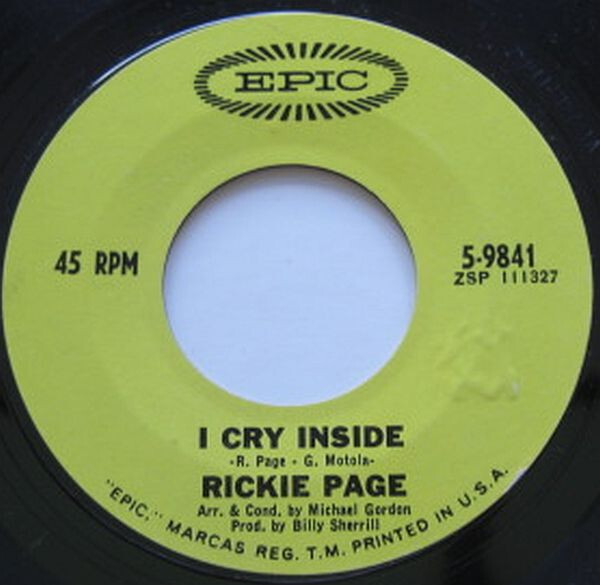 Rickie Page I Cry Inside / I'm His Girl (No One Knows Him But Me) Vinyl ...